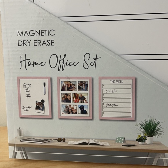 Office | Magnetic Dry Erase Boards 3 Pc Home Office Set Wood Framed And ...